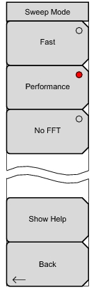Sweep Mode Menu (Only available on some models)